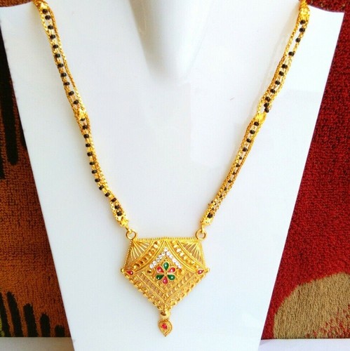 South Indian Gold Plated 26" Long Wedding Mangle Sutra Necklace Fashion ...