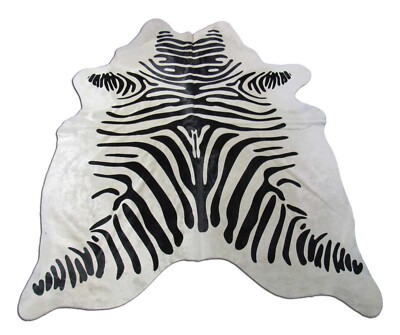 Zebra Cowhide Rug Genuine Zebra Print Cowhide with Black Stripes ~6.5 ...