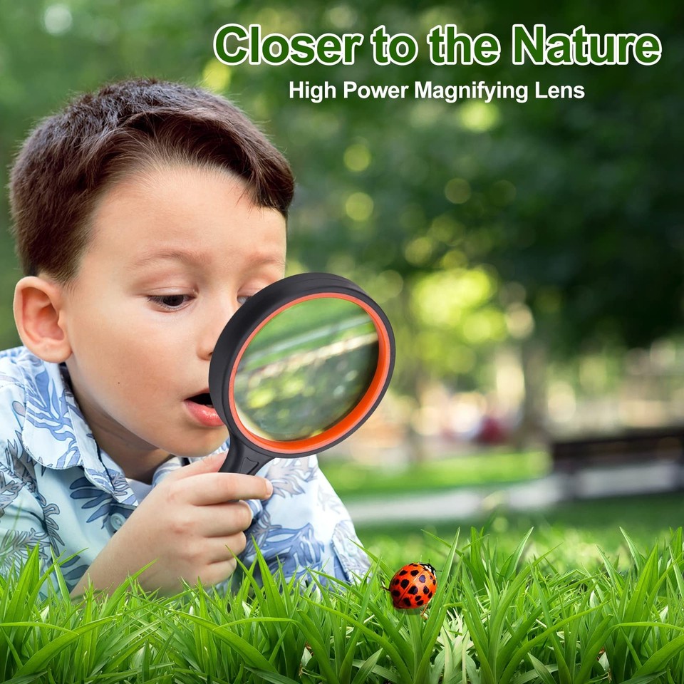 2PCS Upgrade 10X Magnifying Glass, Large Handheld Magnifier Magnafying ...