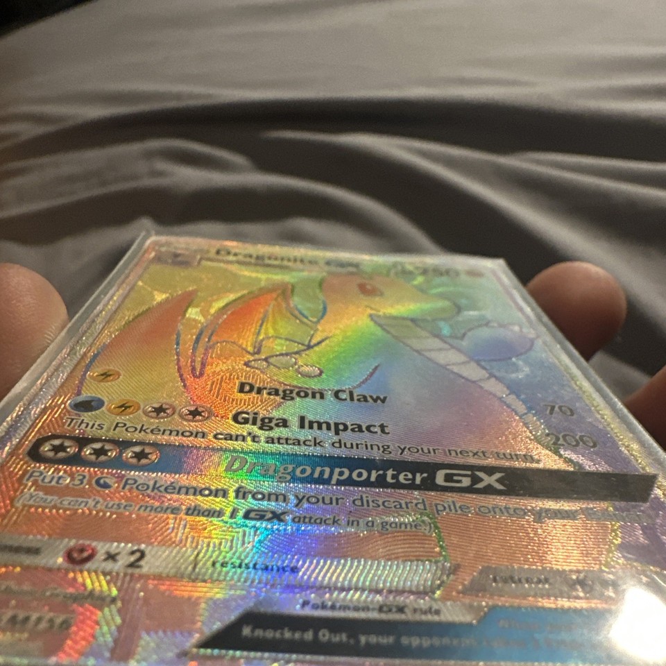DRAGONITE GX SM156 Ultra Rare Black Star FULL ART Pokemon Promo Holo ...