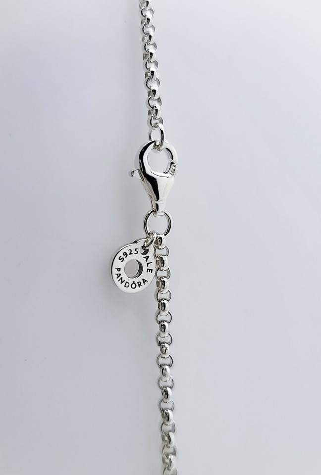 NEW 100% Authentic PANDORA 925 Silver Logo Rolo Chain Necklace ...