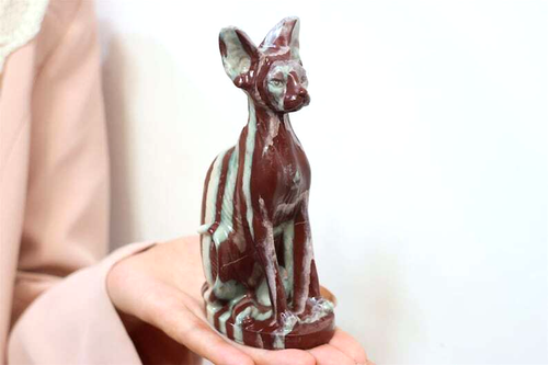 Natural red Zebra Stone Cat Reiki Crystal Skull Carving Crystal gift ...