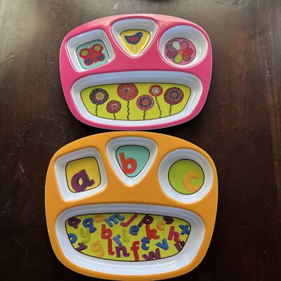 2 Circo Divided Childrens Tray Plate Hard Plastic ABC Spring Time 4 ...