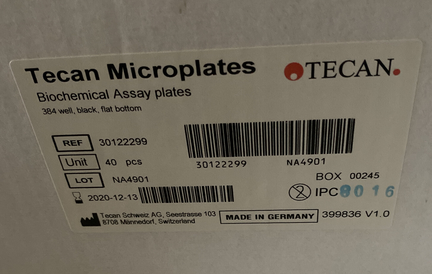 Tecan Microplates Biochemical Assay Plates 384 Well, Black, Flat Bottom ...