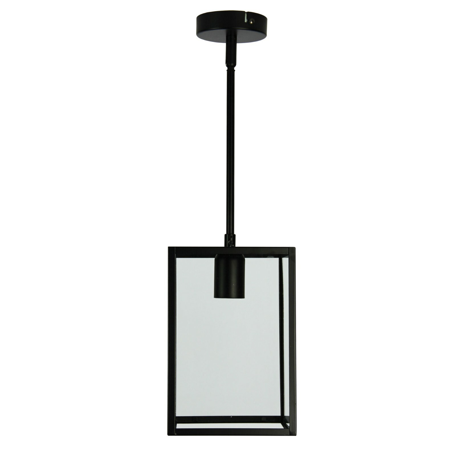 GLASS HAMPTONS STYLE 17cm 1 LIGHT CEILING PENDANT BLACK METAL ORIEL ...