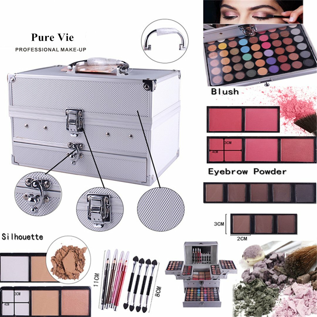 132 Colors Pro Makeup Eyeshadow Palette Lip Gloss Powder Blush Cosmetic ...