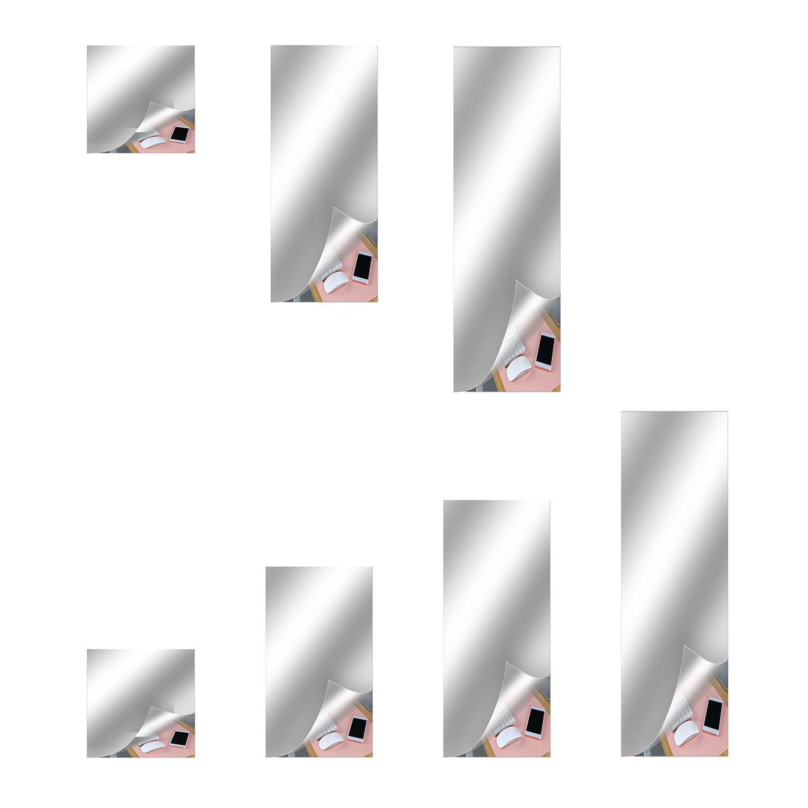 Self Adhesive Mirror Wall Sticker Removable Mirror Sheets DIY Home ...