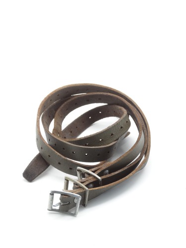 1x Swiss Army Military packing leather strap belt 65 cm green/grey surplus 1970 | eBay