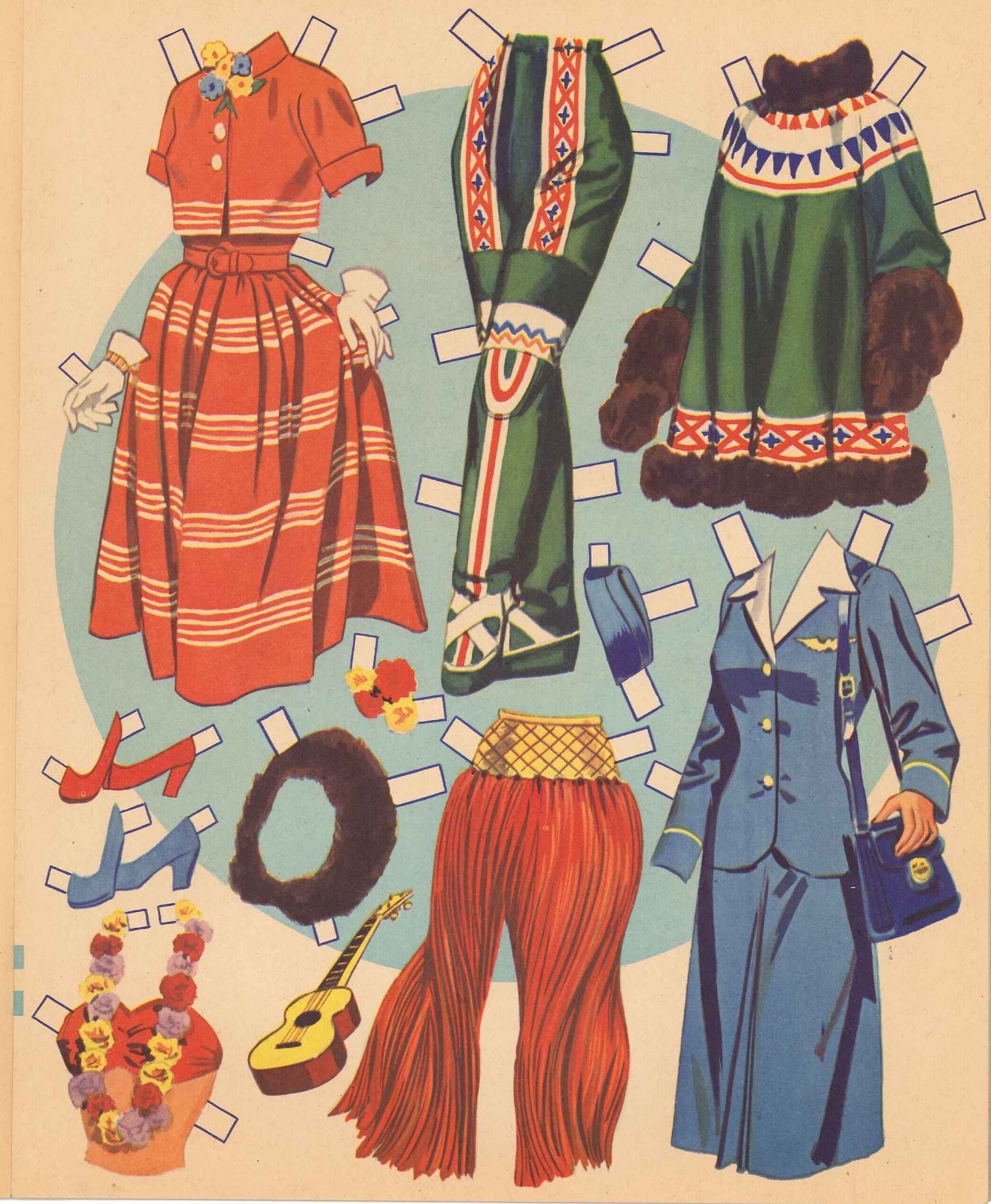 VINTG 1953 AIRLINER PILOT PAPER DOLL LAZR REPORDCTIN FROM ORIG BOOK IN ...