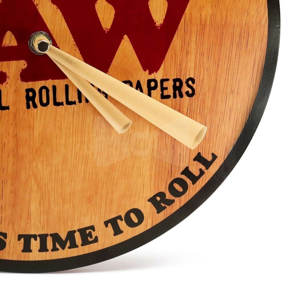 RAW Rolling Papers Logo Limited Edition Wooden Clock "IT'S ALWAYS TIME ...