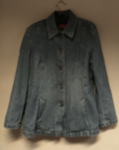 Faconnable Womens Medium Casual Blue Distressed Denim Jean Jacket ...