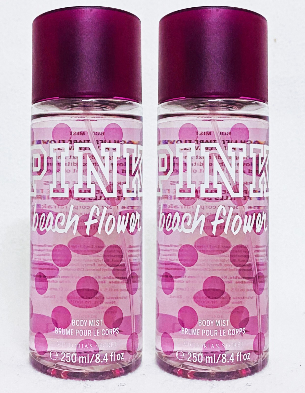 2 Victoria's Secret Pink BEACH FLOWER Mist Body Spray Perfume 8.4 oz | eBay