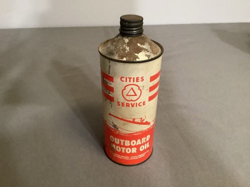 VINTAGE ORIGINAL 1950's RARE CONE TOP CITIES SERVICE OUTBOARD MOTOR OIL ...