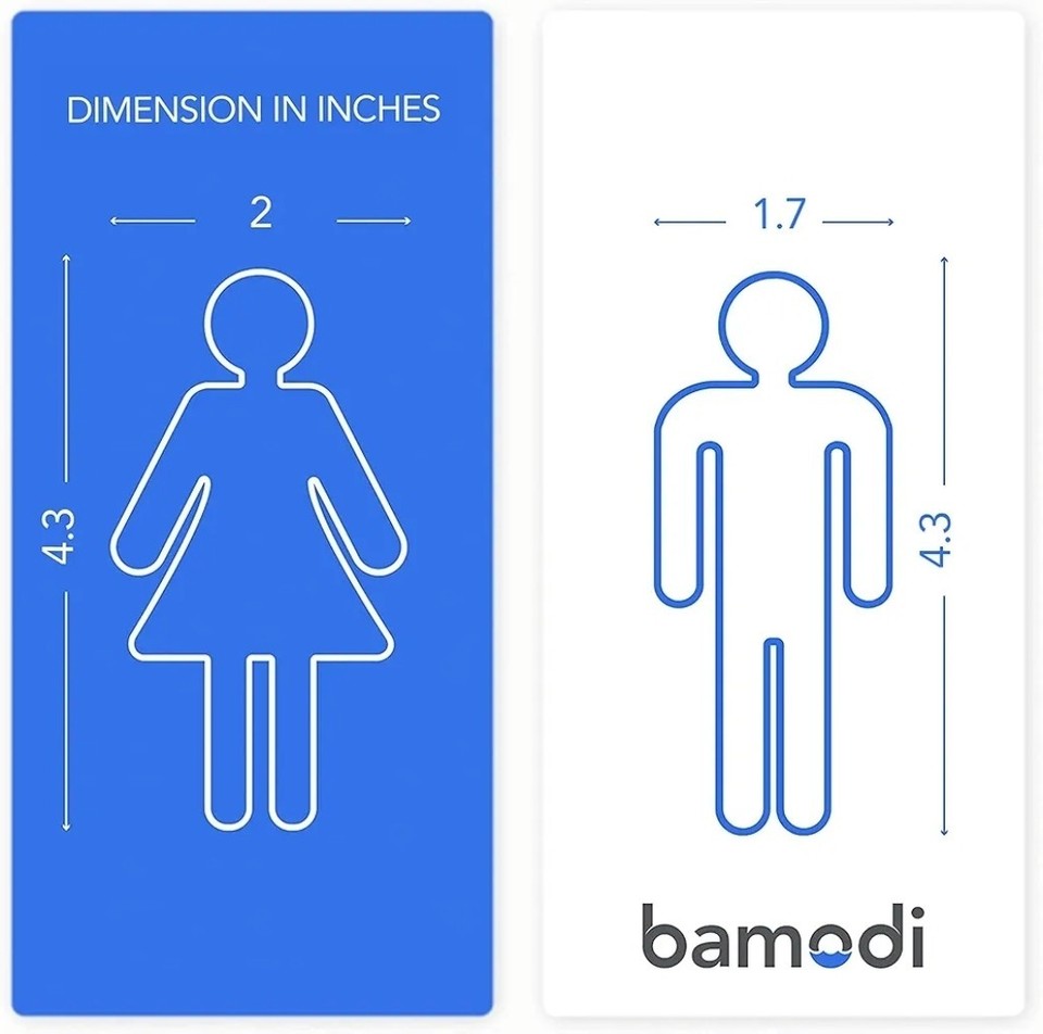 Brushed Aluminum Men's and Women's Bathroom Sign Figure Set (4.3"x 2 ...