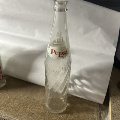 Vintage 60s 70s Thick Clear Glass Pepsi Cola Soda Bottle 9.5" Tall ...