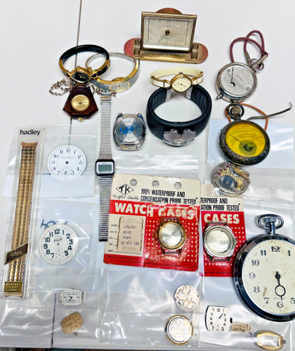 Watchmakers Junk Drawer Lot Pocket Watch Parts, Wrist Cases, Watches ...