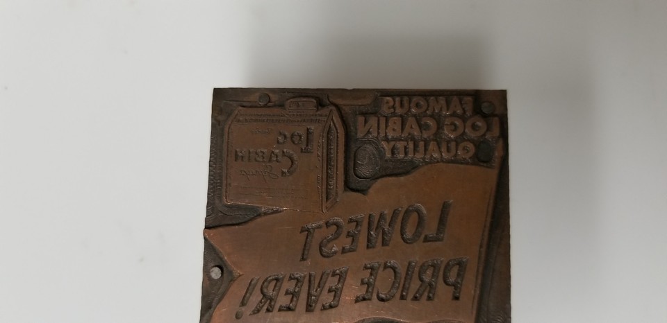 Vintage Printing Press Block newspaper Log Cabin | eBay