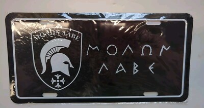 Molon Labe Black White Lettering Outline 6"x12" Aluminum License Plate ...