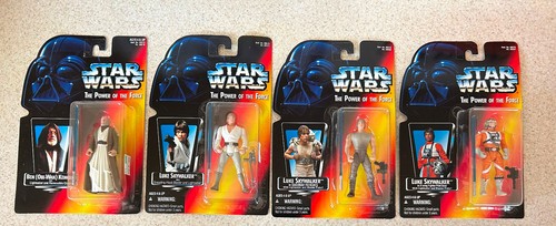 STAR WARS Power of Force (1995) -- LONG SABER Variants X 4 -- Luke Obi ...