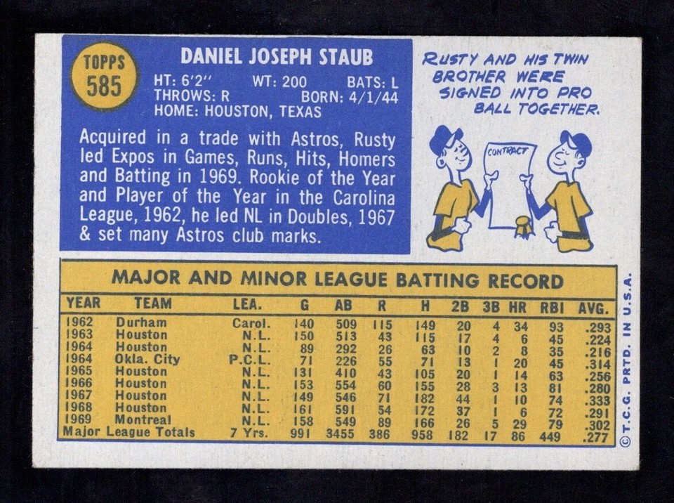 1970 Topps Baseball Card #585 Rusty Staub Montreal Expos EX-MT *a | eBay