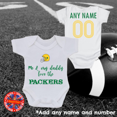 Packers "Me & My Daddy" "Me & My Mummy" Personalised Babygrow Gift USA ...