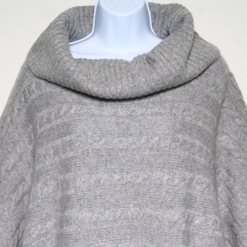 NEIMAN MARCUS - Gray 100% Cashmere Cable Knit Cowl Neck Sweater - Women ...