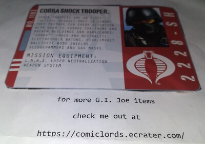 Cobra Shock Trooper Filecard Pursuit of Cobra GI Joe File Card G.I. Joe ...