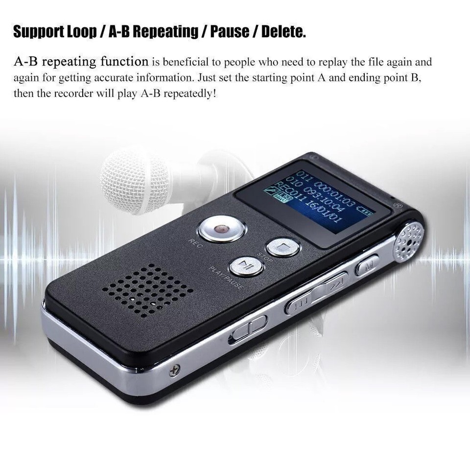 Digital Voice Recorder Dictaphone Audio MP3 Player Sound Voice ...
