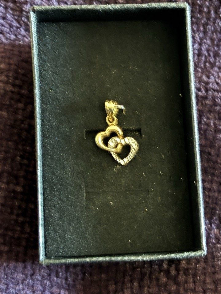 14kt Yellow And White Gold Michael Anthony Double Heart Pendant | eBay