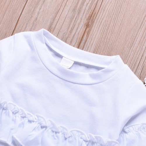 Cute Baby Girls Autumn Solid Long Sleeve Ruffle Tops Trousers Casual ...