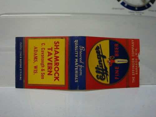 Shamrock Tavern. Adams, Wis. 1930s-40s Advertising The Effinger Beer ...