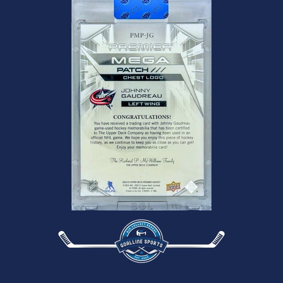 2023 PREMIER #PMP-JG JOHNNY GAUDREAU MEGA PATCH CHEST LOGO /24 | eBay