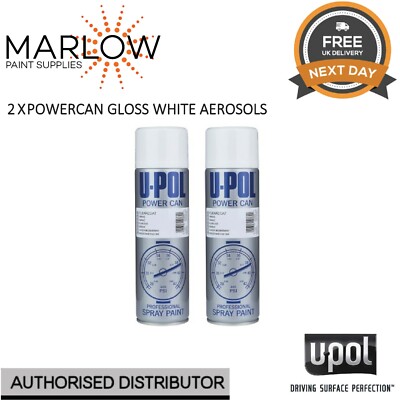 2 X U-POL POWER CAN AEROSOLS 500ML UPOL SPRAY PAINT RATTLE CANS - GLOSS ...