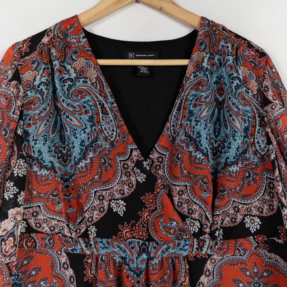 INC International Concepts Dress Womens Sz XL Multicolor Geometric Slit ...