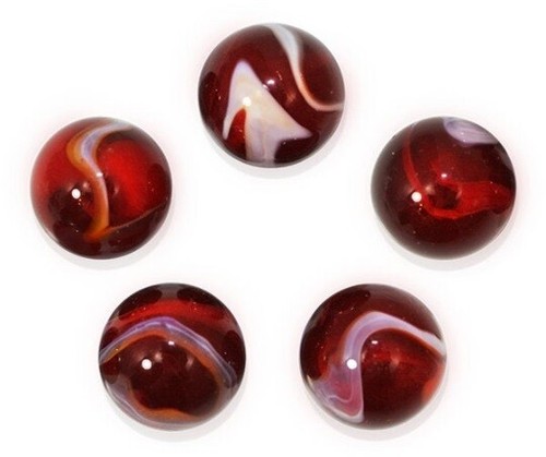 25mm Rooster Glass Shooter Mega Marbles Clear Red w White Swirls Pack ...