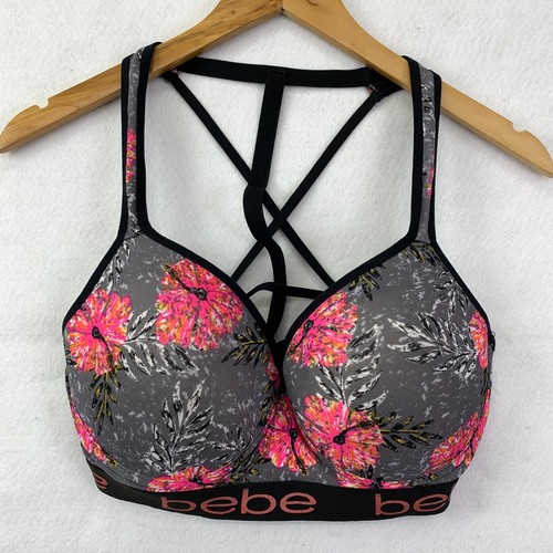 Bebe Sports Compression Bra Women's Siz 1X Athletic Floral Cage ...