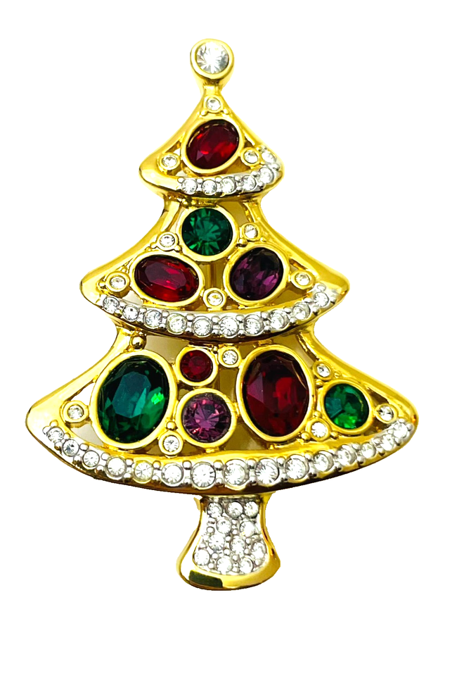 Swarovski Crystal Christmas Tree Pin Brooch Year 2000 Retired Swan ...