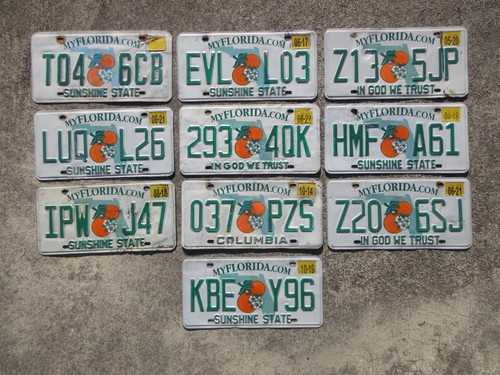 Bulk Lot of 10 Florida License Plate Plates Double Orange GA - Lot ...