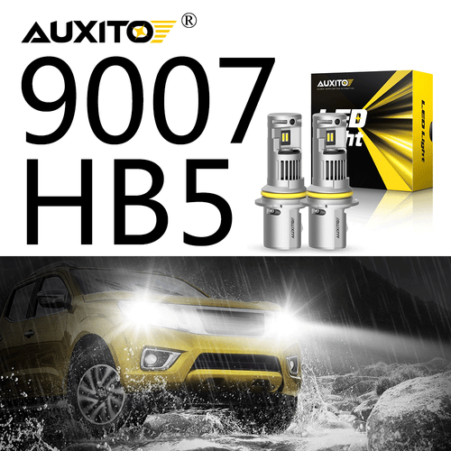 Pair 9007/HB5 LED Headlight Bulbs 6500K Super White High Low Beam ...