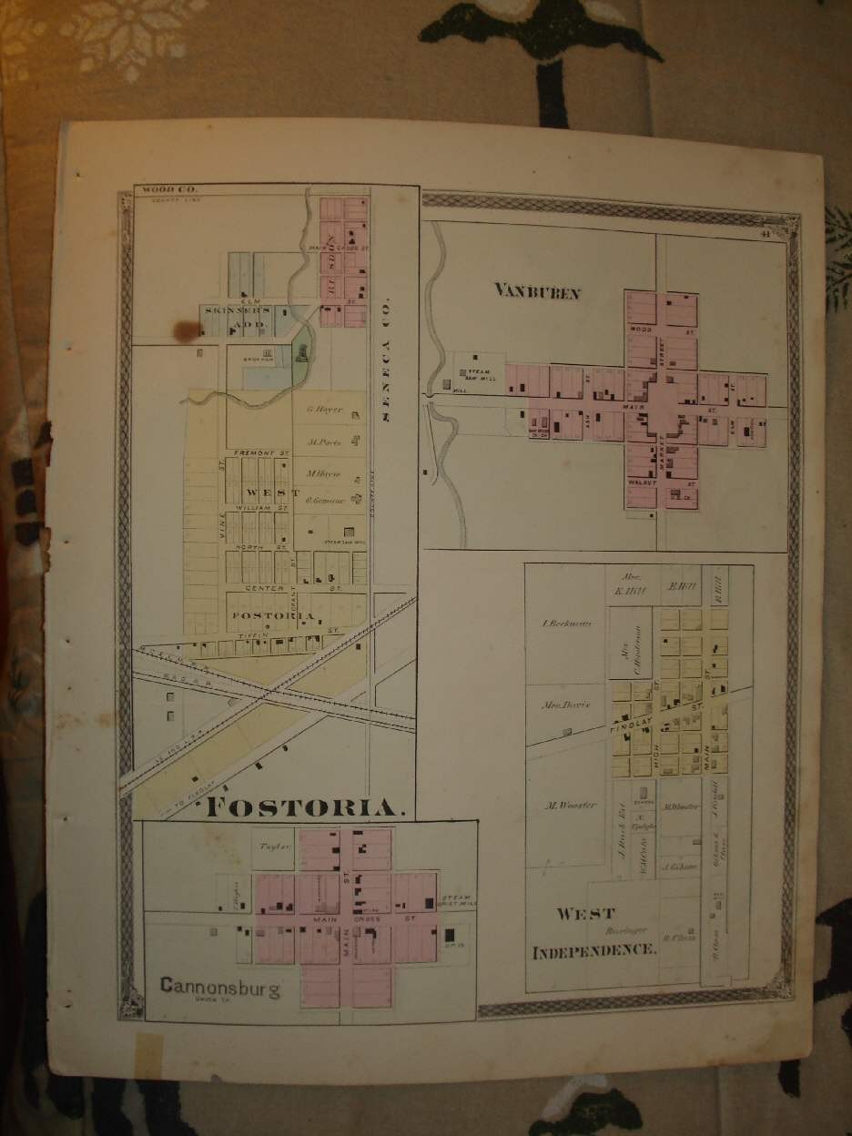 FOSTORIA VAN BUREN HANCOCK COUNTY OHIO ANTIQUE MAP NR | eBay