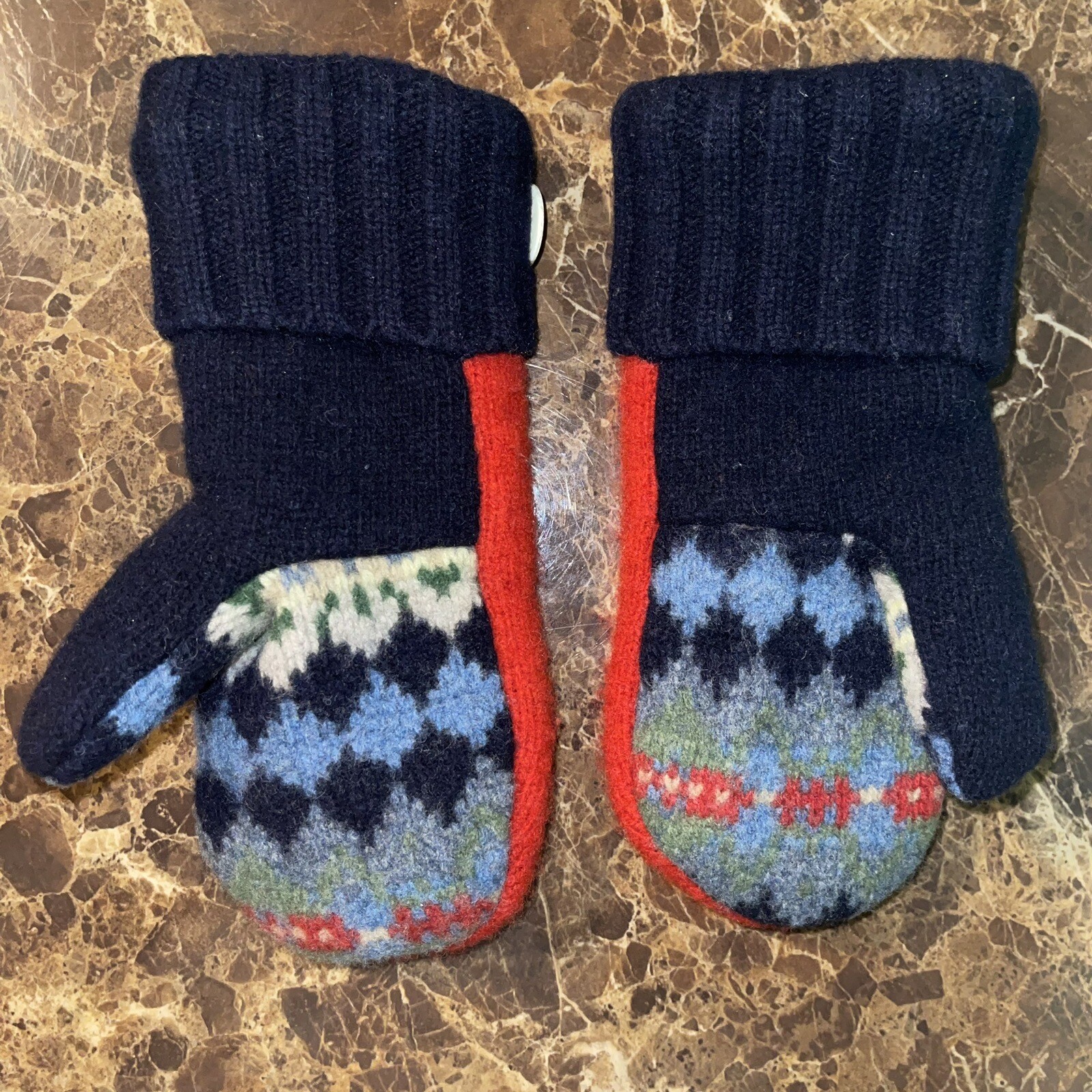 The Green Mittenry - Medium size mittens navy blue/red | eBay