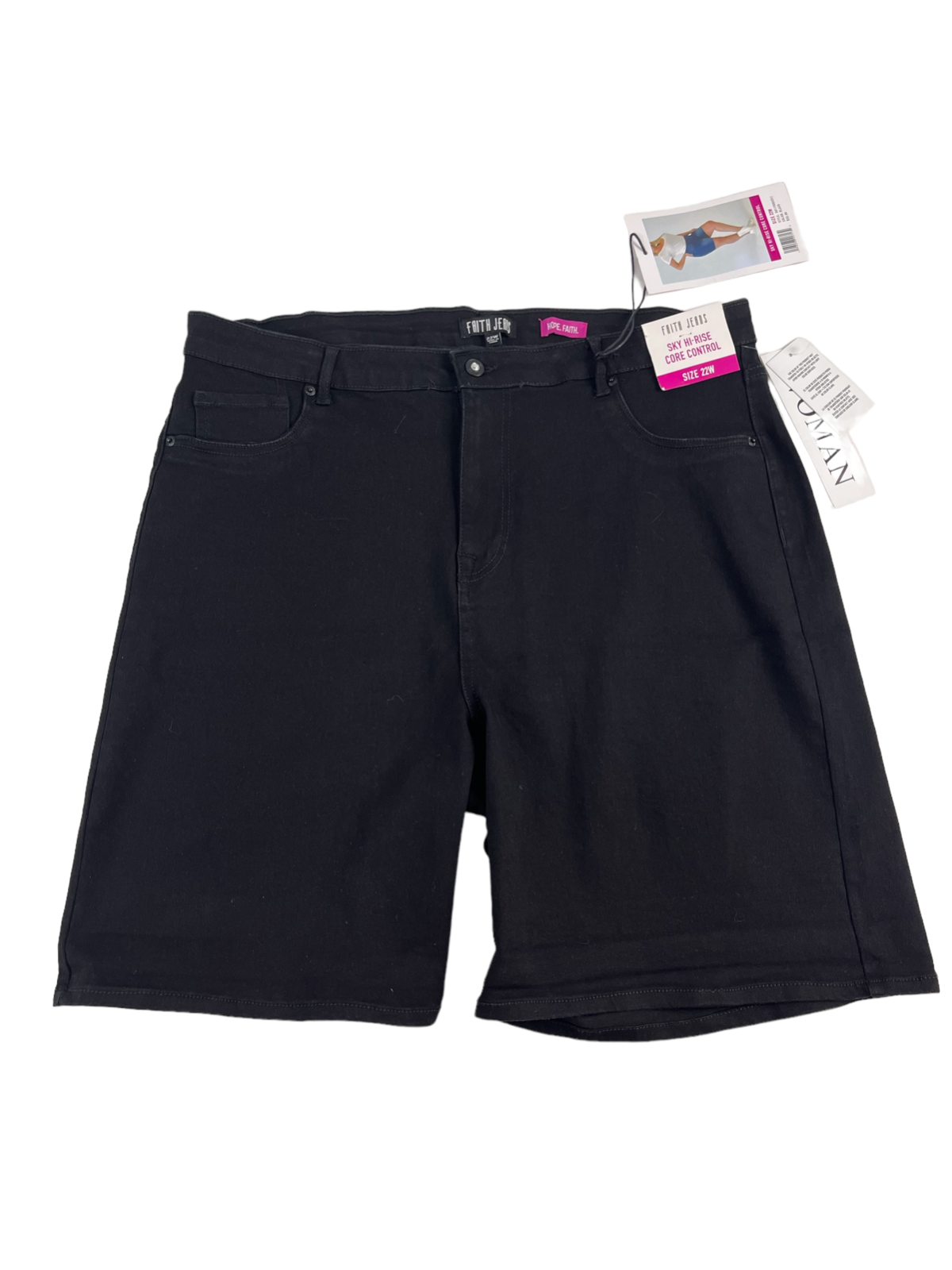 FAITH JEANS Women's Plus Sky Hi-Rise Core Control Denim 8" Shorts ...