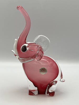 MURANO Oball Perfectly Pink Glass Elephant with Genuine Generic Label ...