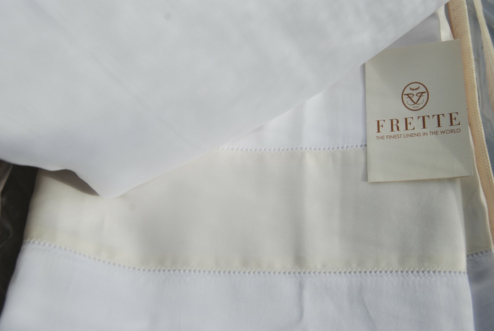 $2350 FRETTE BICOLORE KING DUVET COVER SHAM PILLOWCASES 5p SET WHITE ...