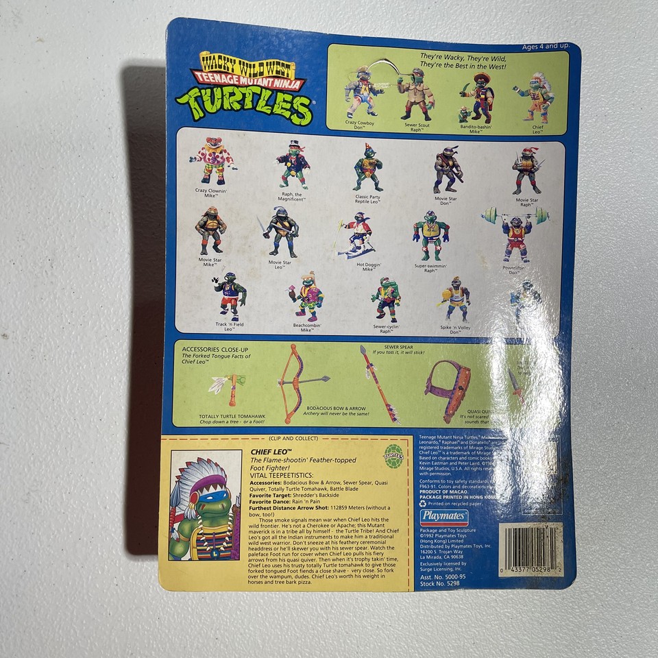 Vintage TMNT Teenage Mutant Ninja Turtles Wacky Wild West Chief Leo ...