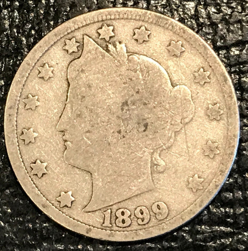 A VINTAGE GOOD DETAILS 1899 LIBERTY HEAD V NICKEL COIN- (SCRATCHES ...
