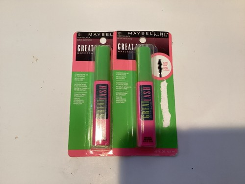 2X Maybelline Great Lash Mascara Pink Tube Washable 101 Very Black ...