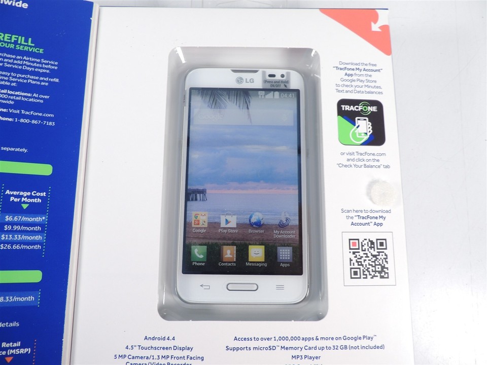Tracfone Prepaid Phone LG Ultimate 2 Android 4.4 Smartphone 3G White ...