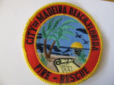 VTG MADEIRA BEACH FLORIDA FL FIRE RESCUE DEPT 3.75" PATCH SEW ON FREE ...