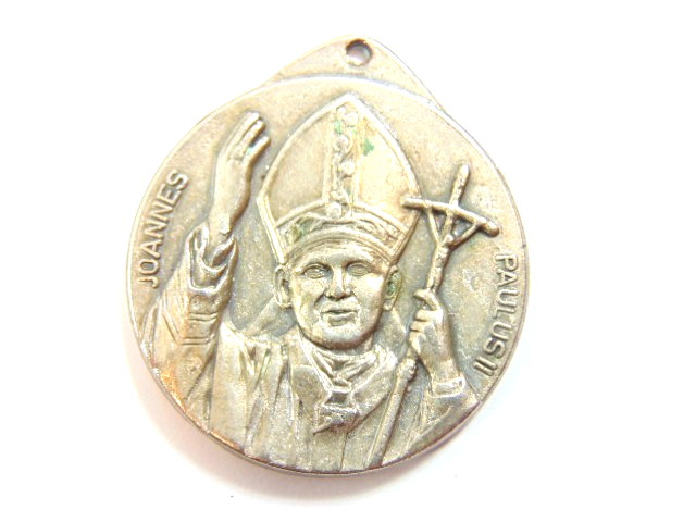 heavy silver colored Pope John Paul II souvenir fob or pendant | eBay